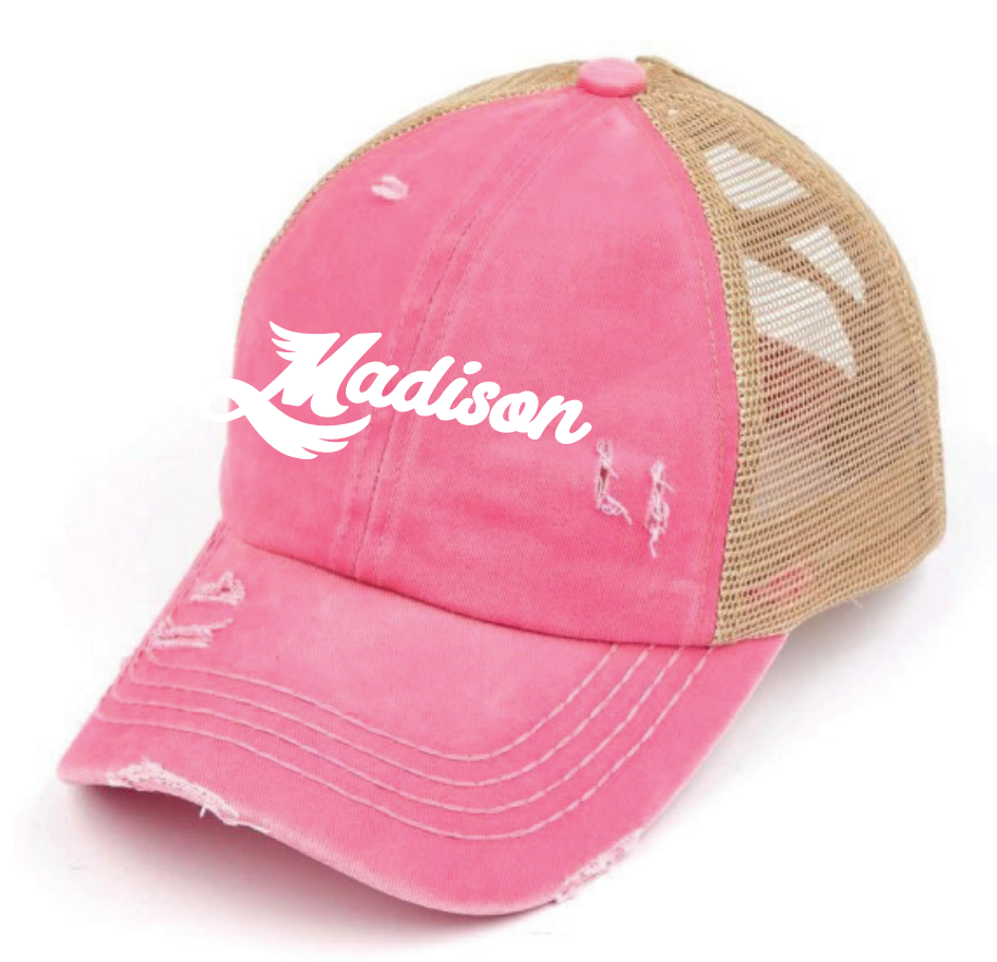 Hat - Women's Ponytail Trucker Pink, Madison | Madison Mallards ...