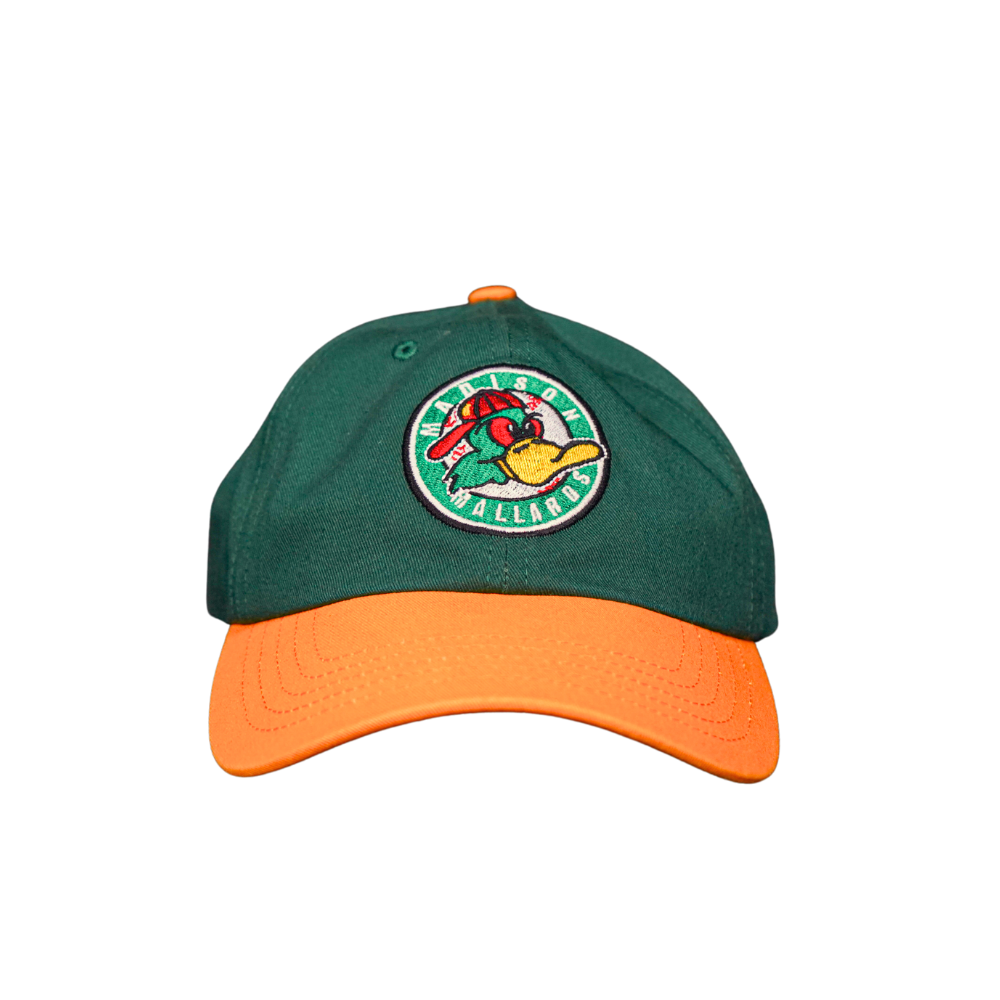Hat - Adjustable Dad Hat Green/Gold, Retro Logo | Madison Mallards ...