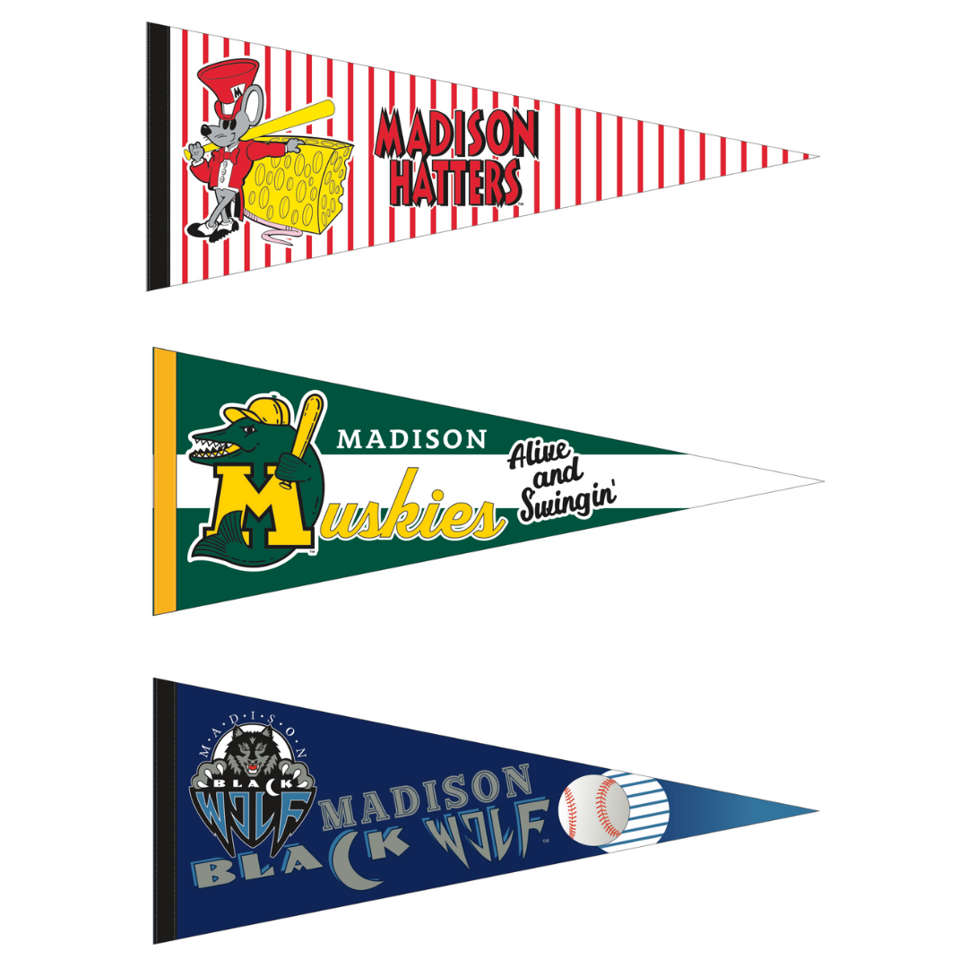 Novelty - Pennant 3pk, Retro Logos | Madison Mallards Baseball Team Store